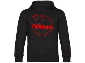 4068859136376 - multifanshop Kapuzen Sweatshirt - Freiburg - Meine Fankurve - Druck rot - Hoodie