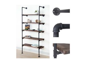 4057651172521 - Standregal MCW-C45 Wohnregal Bücherregal Ablageregal Industriedesign Holz Metall 165x80x28cm ~ braun