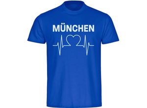 4068859039783 - multifanshop Herren T-Shirt - München blau - Herzschlag - Druck weiß - Männer