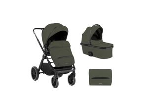 3800171210737 - Kikkaboo Kinderwagen Tiffany 2 in 1 Babywanne Sportsitz Wickeltasche PU-Räder dunkelgrün