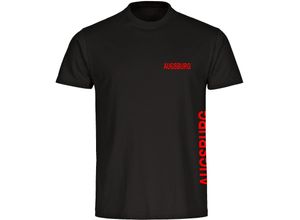 4068859070069 - multifanshop Herren T-Shirt - Augsburg - Brust & Seite - Druck rot - Männer