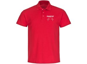 4068859106454 - multifanshop Poloshirt - Frankfurt - Herzschlag - Druck weiß - Polo