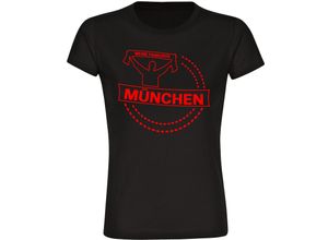 4068859141301 - multifanshop Damen T-Shirt - München rot - Meine Fankurve - Druck rot - Frauen