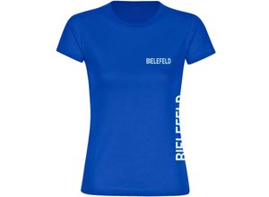 4068859014490 - multifanshop Damen T-Shirt - Bielefeld - Brust & Seite - Druck weiß - Frauen