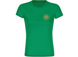 4068859269302 - multifanshop Damen T-Shirt - Deutschland - Adler Retro Gold - Druck gold metallic - Frauen
