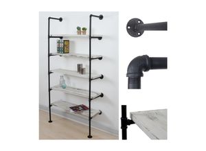 4057651201733 - Standregal MCW-C45 Wohnregal Bücherregal Ablageregal Industriedesign Holz Metall 165x80x28cm ~ weiß