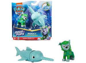 0778988446805 - Paw Patrol Aqua Pups - Hero Pups-Set mit Rocky-Welpenfigur und Sägefisch-Figur Spielfigur