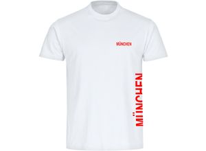 4068859084882 - multifanshop Herren T-Shirt - München rot - Brust & Seite - Druck rot - Männer