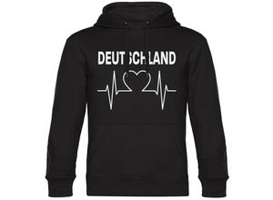 4068859267902 - multifanshop Kapuzen Sweatshirt - Deutschland - Herzschlag - Druck weiß - Hoodie