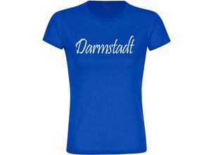 4068859066130 - multifanshop Damen T-Shirt - Darmstadt - Schriftzug - Druck weiß - Frauen