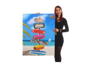 4057651057576 - Wandbild Straßenschild 100% handgemaltes Ölgemälde Gemälde XL 100x75cm