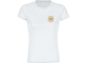 4068859267377 - multifanshop Damen T-Shirt - Deutschland - Adler Retro Gold - Druck gold metallic - Frauen