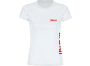 4068859082697 - multifanshop Damen T-Shirt - Leverkusen - Brust & Seite - Druck rot - Frauen