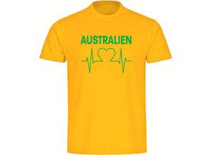 4068859276669 - multifanshop Herren T-Shirt - Australien - Herzschlag - Druck grün - Männer