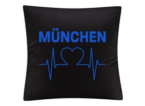 4068859040772 - multifanshop Kissenbezug - München blau - Herzschlag - Druck blau - Kissen