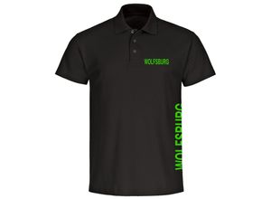 4068859168582 - multifanshop Poloshirt - Wolfsburg - Brust & Seite - Druck grün - Polo