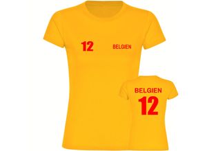 4068859282349 - multifanshop Damen T-Shirt - Belgien - Trikot Nummer 12 - Druck rot - Frauen