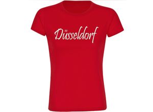 4068859157784 - multifanshop Damen T-Shirt - Düsseldorf - Schriftzug - Druck weiß - Frauen