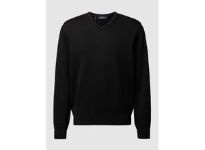 4026399040010 - Übergröße  Maerz Leichter V-Neck-Pullover Merinowolle in Schwarz