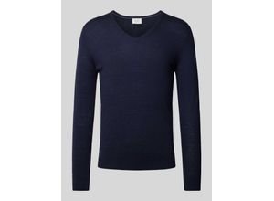 4046346773280 - OLYMP Pullover Herren V-Ausschnitt blau Uni & Uninah