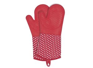 4008838216811 - WENKO Silikon Topfhandschuhe Hitzeschutzhandschuhe mit Handflächen aus Silikon Farbe rot