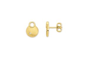 4006046419932 - Paar Ohrstecker Gold 585 glanz matt mit 2x Brillant 002ct Ohrringe Gr ONE-SIZE 002 ct SI = kleine Einschlüsse Gold gelb (gelb weiß) Damen