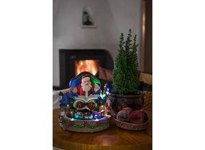 7318304215000 - Weihnachtsfigur KONSTSMIDE Weihnachtsdeko Dekofiguren Gr B H T 285 cm x 28 cm x 275 cm bunt Weihnachtsengel Weihnachtsfiguren LED Szenerie Weihnachtsmann mit Kindern und Zug