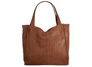 4260543055486 - Shopper SAMANTHA LOOK Damen Gr B H T 35cm x 35cm x 9cm onesize braun (cognac) Leder leicht glänzend unifarben Taschen echt Leder Made in Italy