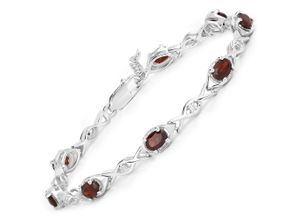 4250877754155 - Armband VIRA JEWELS 925-Sterling Silber rhodiniert Glänzend Granat bordeaux Armbänder Gr 19cm Silber 925 (Sterlingsilber) weiß Damen Armbänder Silber