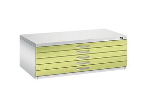 4062084478379 - CP 7100 Planschrank lichtgrau viridingrün 5 Schubladen 1100 x 765 x 420 cm