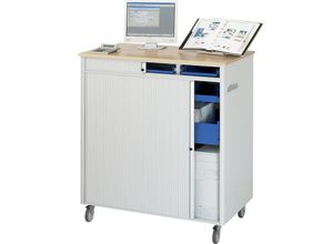 4040376052025 - Computer-Arbeitsplatz HxBxT 1100 x 1030 x 660 mm fahrbar lichtgrau   enzianblau