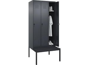 4066681792678 - Spind Classic PLUS Sitzbank 3 Abteile grau B 900 mm Sicherheits-Drehriegel untergebaut Kunststoff C+P