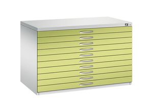 4062084478584 - CP 7100 Planschrank lichtgrau viridingrün 10 Schubladen 1100 x 765 x 760 cm