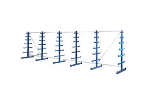 4054666004427 - eurokraft pro Kragarmregal mit nach oben verjüngender Kragarm-Länge Regallänge 6750 mm zweiseitig enzianblau