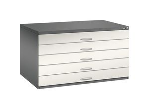 4055404388762 - CP 7200 Planschrank vulkangrau perlweiß 5 Schubladen 1350 x 960 x 760 cm