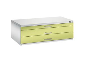 4062084478447 - CP 7100 Planschrank lichtgrau viridingrün 3 Schubladen 1100 x 765 x 420 cm