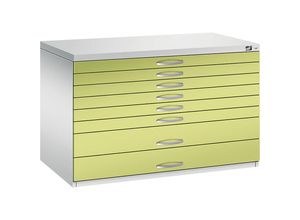 4062084478690 - CP 7100 Planschrank lichtgrau viridingrün 8 Schubladen 1100 x 765 x 760 cm