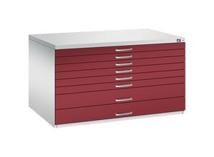 4055404389387 - CP 7200 Planschrank lichtgrau rubinrot 8 Schubladen 1350 x 960 x 760 cm