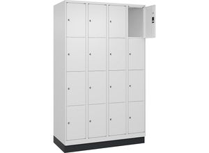 4066681694125 - 4er-Schließfachschrank Classic PLUS 4 Abteile verkehrsweiß B 1200 mm 16 Fächer mit Bodensockel