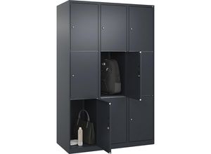 4067521352397 - 3er-Schließfachschrank Classic PLUS 3 Abteile grau B 1200 mm 9 Fächer mit Bodengleitern C+P
