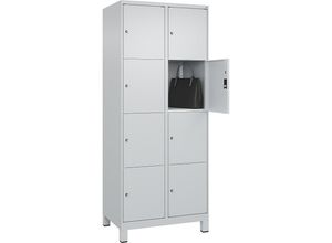 4066681680845 - 4er-Schließfachschrank Classic PLUS 2 Abteile lichtgrau B 800 mm 8 Fächer mit Füßen