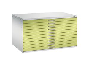 4060061992641 - CP 7200 Planschrank lichtgrau viridingrün 10 Schubladen 1350 x 960 x 760 cm