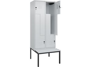 4067521119167 - Z-Spind Classic PLUS Sitzbank 2 Abteile lichtgrau B 800 mm Sicherheits-Drehriegel untergebaut Kunststoff C+P