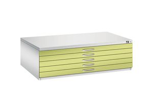 4062084478751 - CP 7200 Planschrank lichtgrau viridingrün 5 Schubladen 1350 x 960 x 420 cm