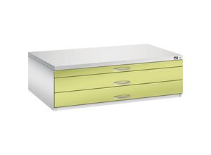 4060061992634 - CP 7200 Planschrank lichtgrau viridingrün 3 Schubladen 1350 x 960 x 420 cm