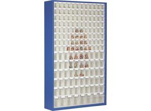 4009292858258 - Magazinschrank Volumen 635 l 154 herausnehmb Klappkästen m Griffmulde B 1270 x T 250 x H 2000 mm eblau transparent