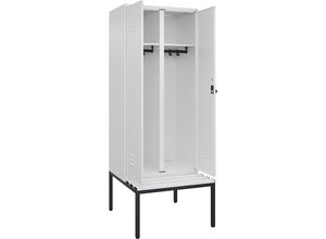4066681794795 - Schwarz-Weiß-Spind Classic PLUS Sitzbank 1 Abteil verkehrsweiß B 800 mm Sicherheits-Drehriegel untergebaut Kunststoff C+P