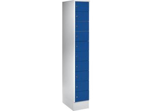 4250618204017 - Schließfachschrank Stahlbl Türanschl rechts Zylinderschloss 10 Fächer B 300 x H 1800 mm lgrau RAL 7035 eblau RAL 5010