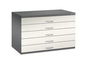 4055404385020 - CP 7100 Planschrank vulkangrau perlweiß 5 Schubladen 1100 x 765 x 760 cm