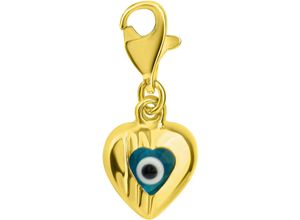 4068222177920 - Charm-Einhänger FIRETTI Schmuck Geschenk Gold 333 Anhänger Charms Herz Magisches Auge bunt (gelbgoldfarben blau schwarz weiß weiß) Damen mit Glasstein